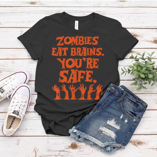 Zombie Eating Memes Mens Zombies Eat Brains So You're Safe Funny T