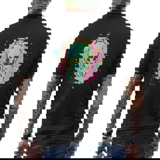 Alien Peace Tattoos Peace Sign Hand Planet Stars Ufo Cool Trippy Green