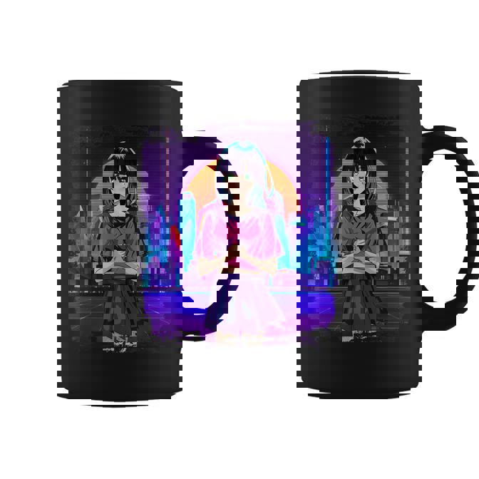 Waifu Anime Girl Vaporwave Anime Aesthetic Glitch Japanese Coffee Mug ...