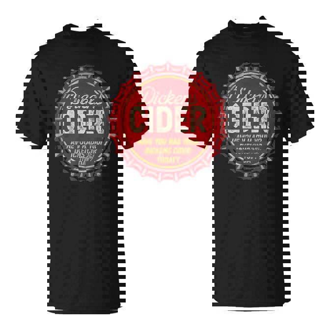 Dickens Cider - Fun Bottle Top Pun - Cheeky Innuendo Men's Back Print T ...