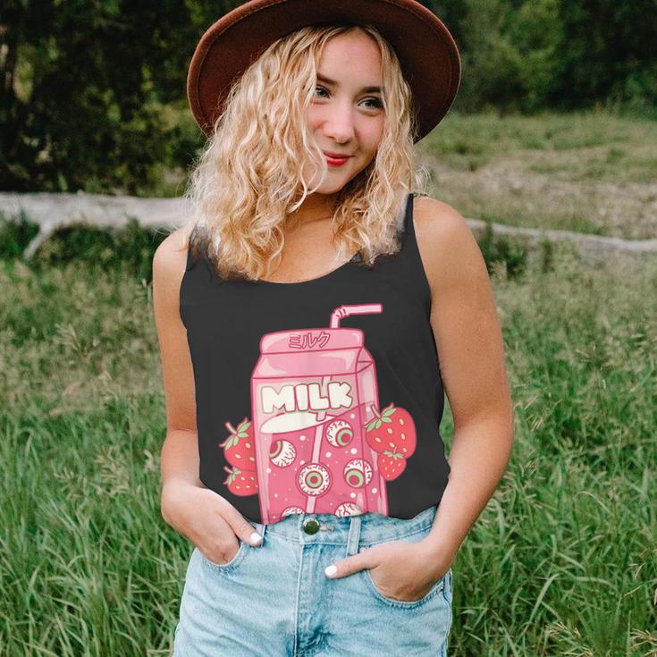 Weirdcore Aesthetic Kawaii Strawberry Milk Carton Eyeballs Unisex Tank ...