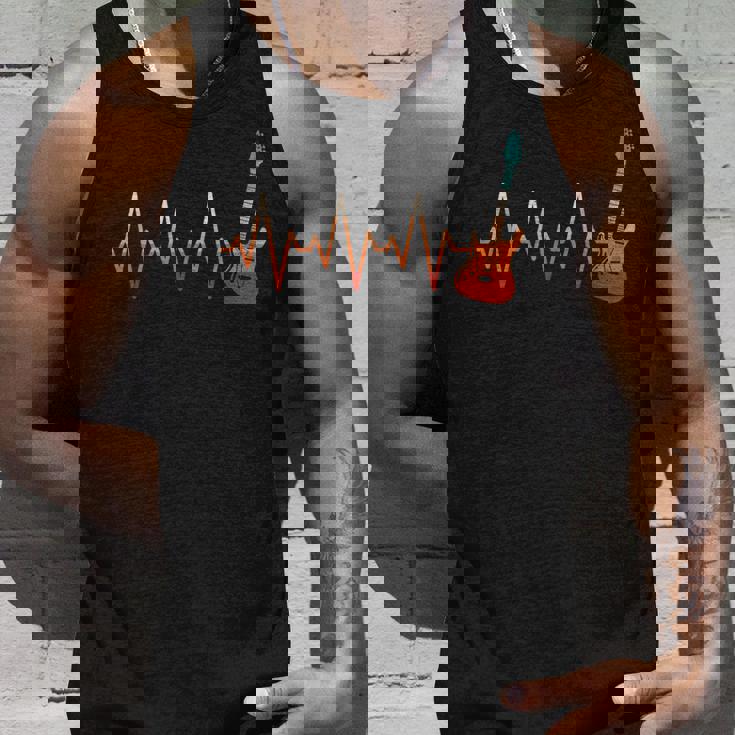 Retro Electric Guitar Heartbeat Guitarist Rock Music Band Unisex Tank ...