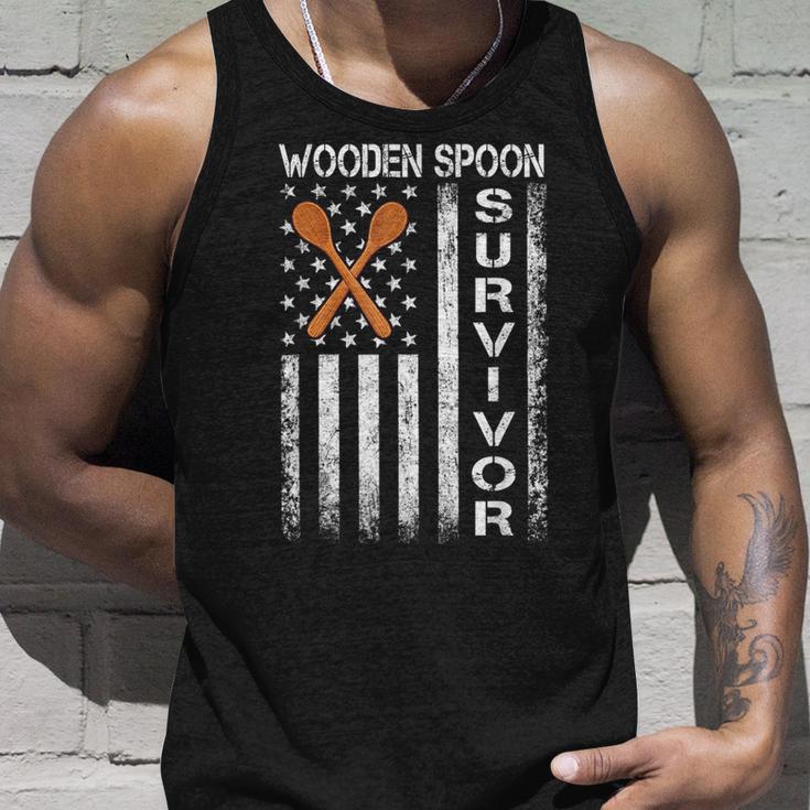 Wooden Spoon Survivor - Humor Expression Funny Us Flag Unisex Tank Top ...