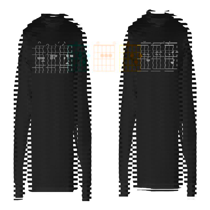 Guitar Chord Musical Note Dad Written Retro Vintage Father Long Sleeve ...