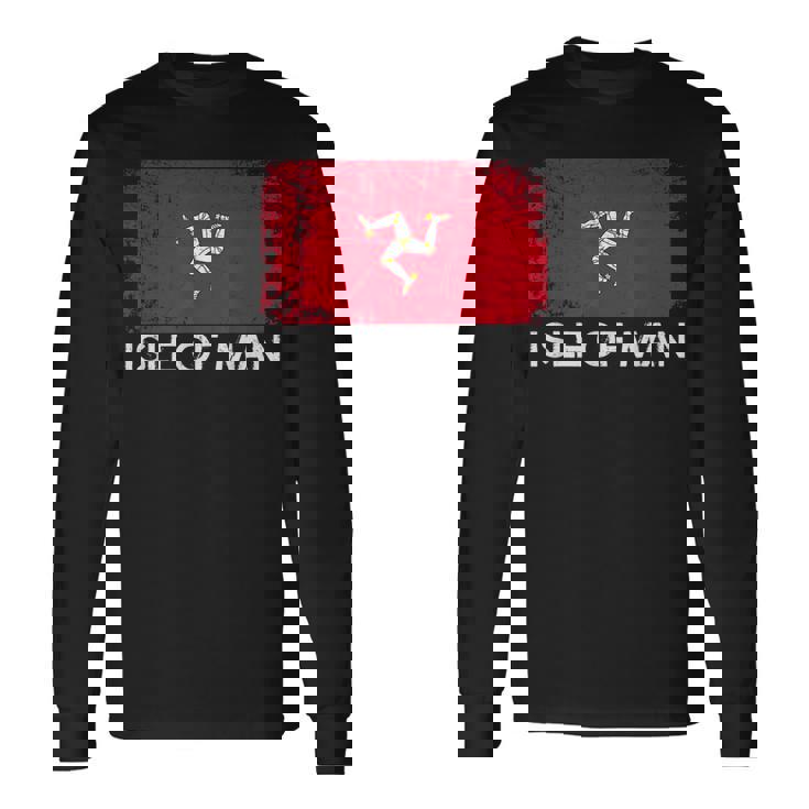 Manx Flag Vintage Made In Isle Of Man Long Sleeve T-Shirt - Seseable