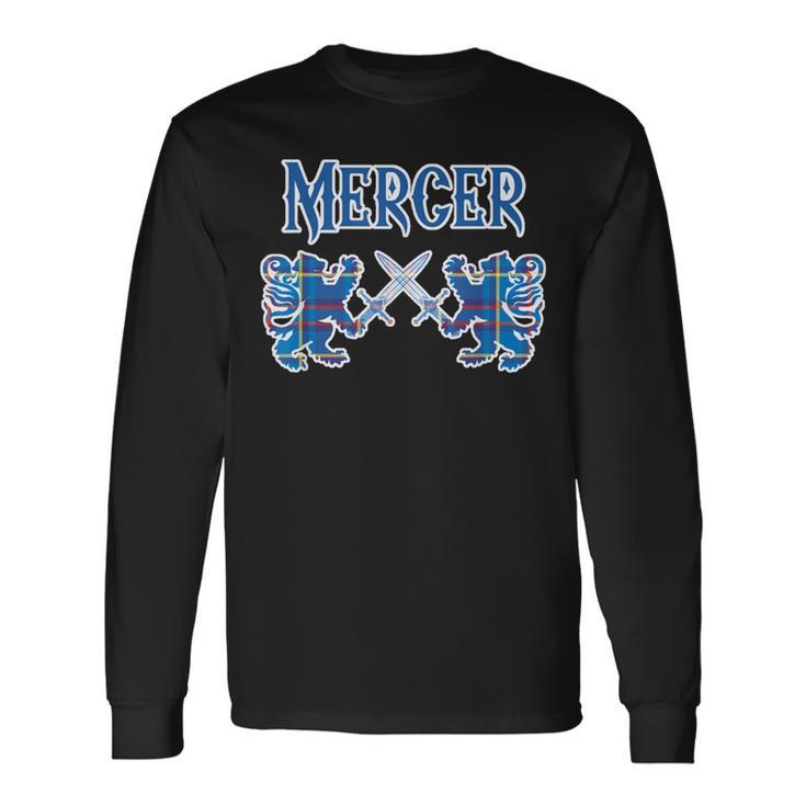 Mercer Scottish Clan Family Kilt Tartan Lion Men Women Long Sleeve T ...