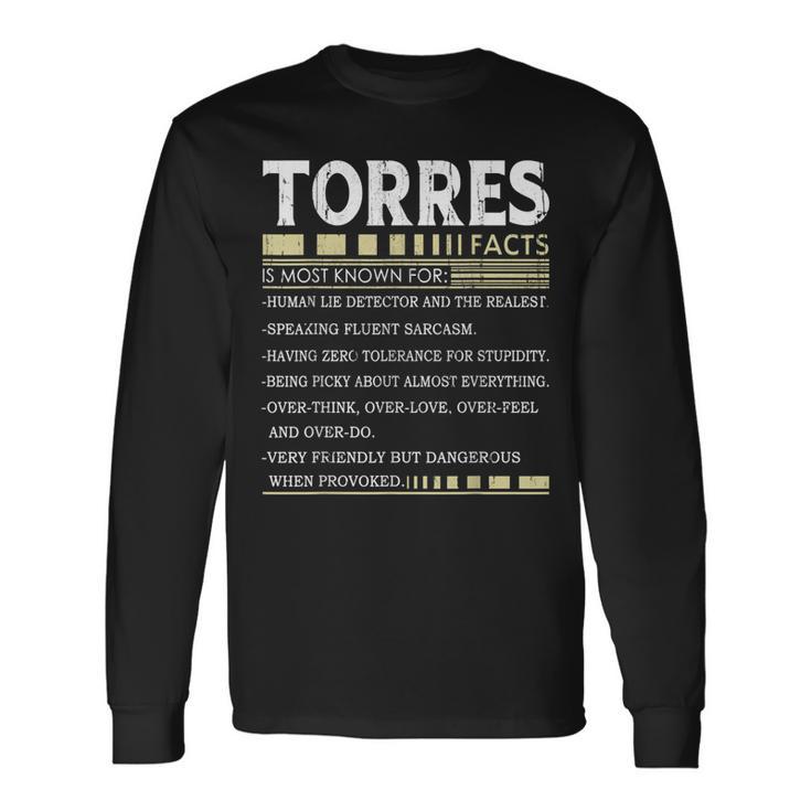 Torres Facts Torres Name Long Sleeve T-Shirt | Seseable