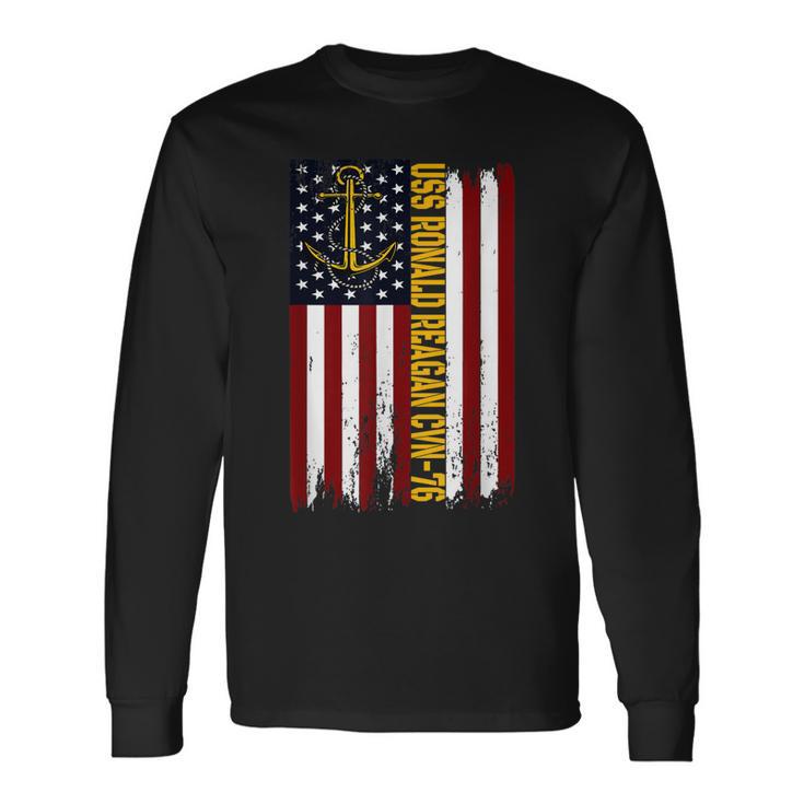 Uss Cvn-76 Aircraft Carrier American Flag Veterans Day Long Sleeve T ...
