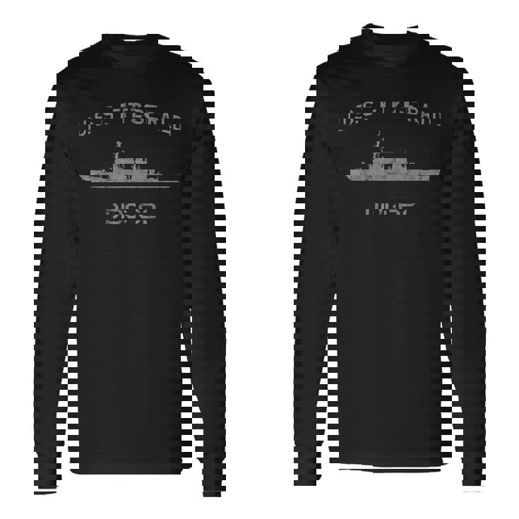 Uss Fitzgerald Ddg-62 Destroyer Ship Waterline Profile Long Sleeve T ...