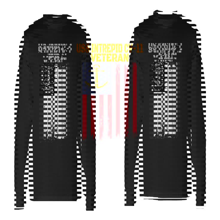 Uss Intrepid Cv-11 Aircraft Carrier Veterans Day Father Day Long Sleeve ...