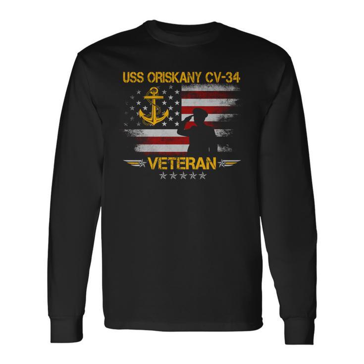 Uss Oriskany Cv-34 Aircraft Carrier Veteran Flag Vintage Unisex Long Sleeve