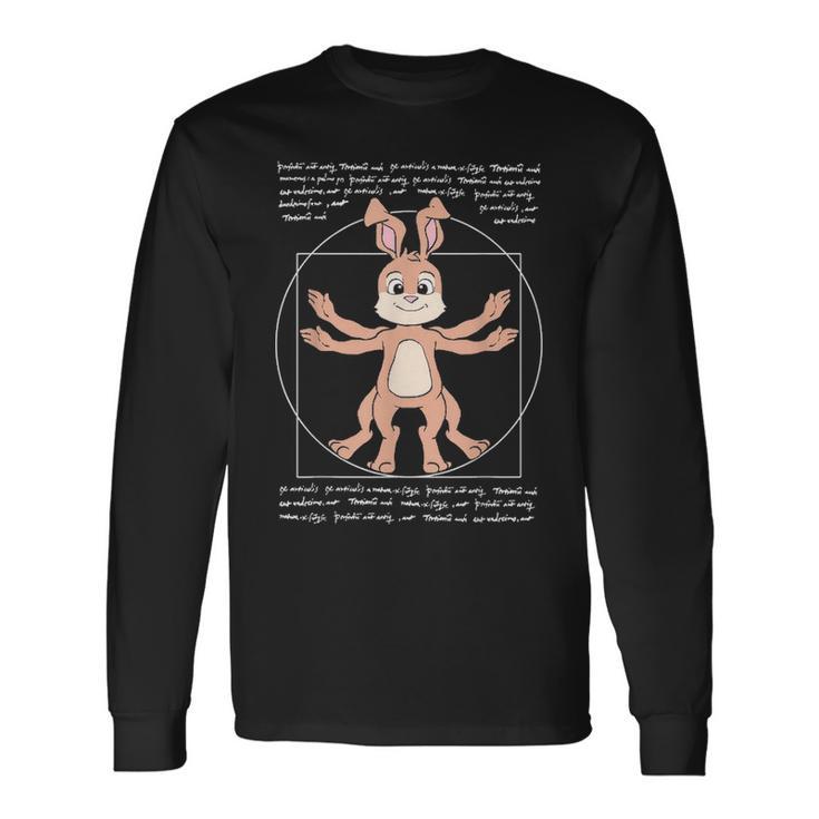 Vitruvian Man Easter Bunny Leonardo Da Vinci Rabbit Long Sleeve T-Shirt ...