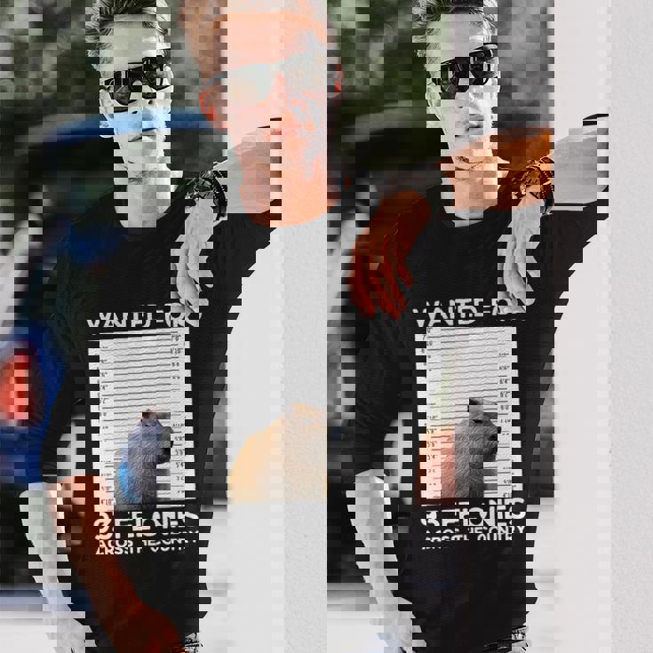 Capybara Mugshot Wanted For 93 Felonies Across The Country Long Sleeve ...