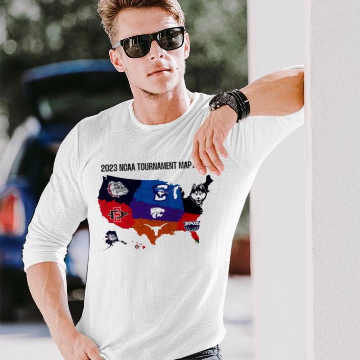 Elite 8 March Madness 2023 Ncaa Tournament Map Long Sleeve T-Shirt | Mazezy
