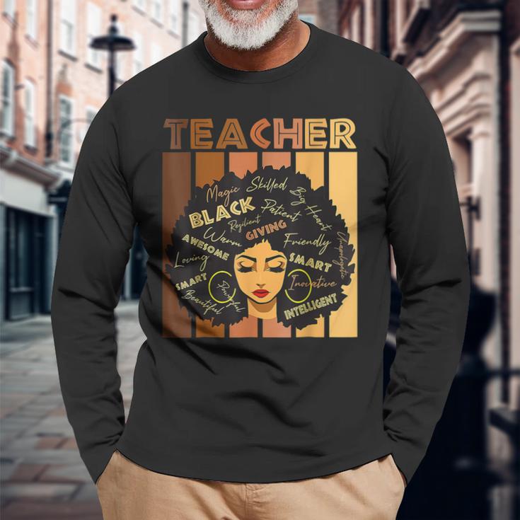Black Woman Teacher Afro Black History Month Melanin V2 Unisex Long Sleeve | Seseable