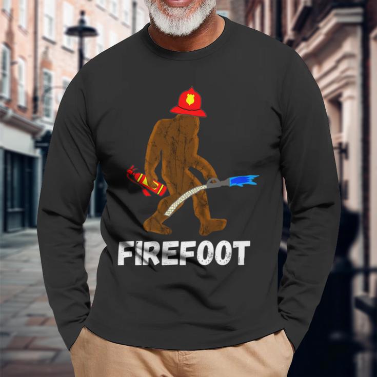 Fire Fighter Bigfoot Fireman Sasquatch Firefighter Long Sleeve T-Shirt ...