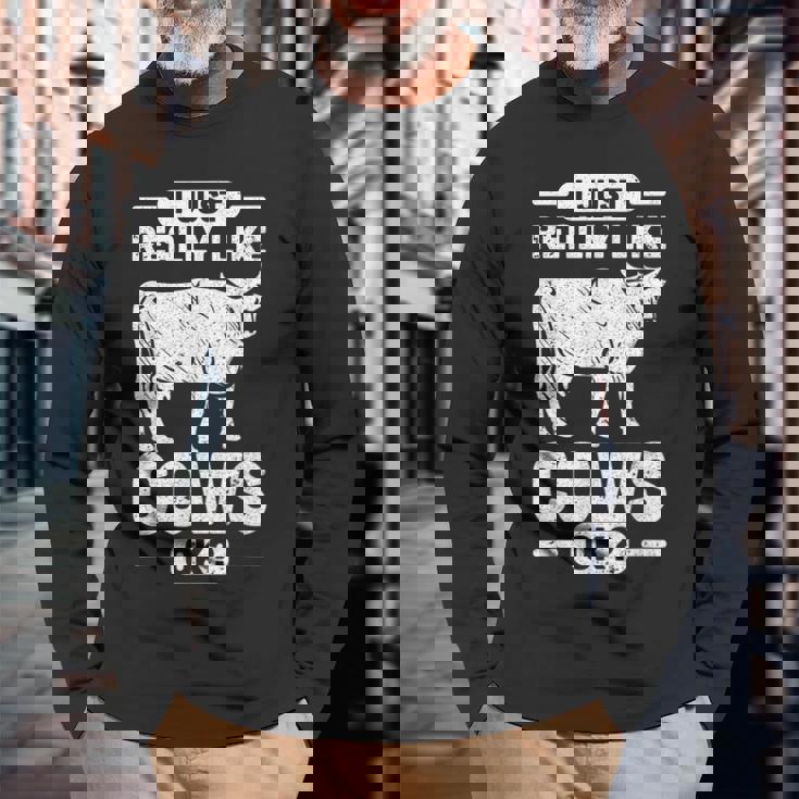 Funny Farmer Farm Animal I Just Really Like Cows Ok Cow Men Women Long ...