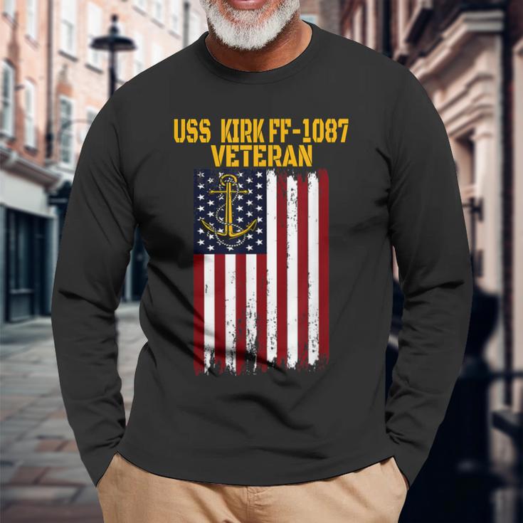 Uss Kirk Ff-1087 Frigate Veterans Day Fathers Day Grandpa Long Sleeve T ...
