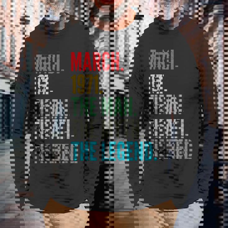 Vintage Retro March 1971 50 Years Old 50Th Birthday Gag Long Sleeve T ...