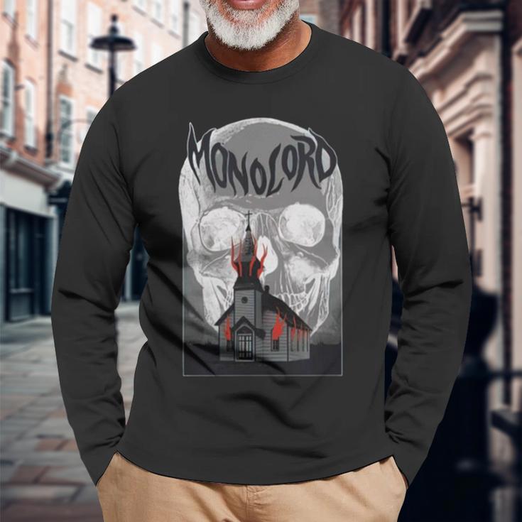 White Horror House Monolord Long Sleeve T-Shirt | Mazezy