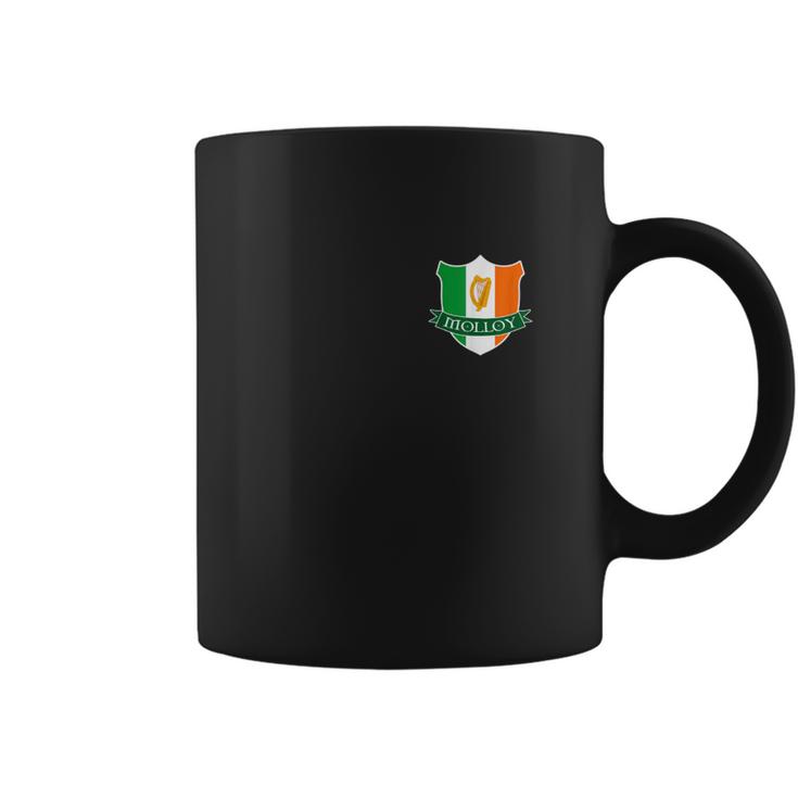 Molloy Irish Name Ireland Flag Harp Family Coffee Mug | Seseable