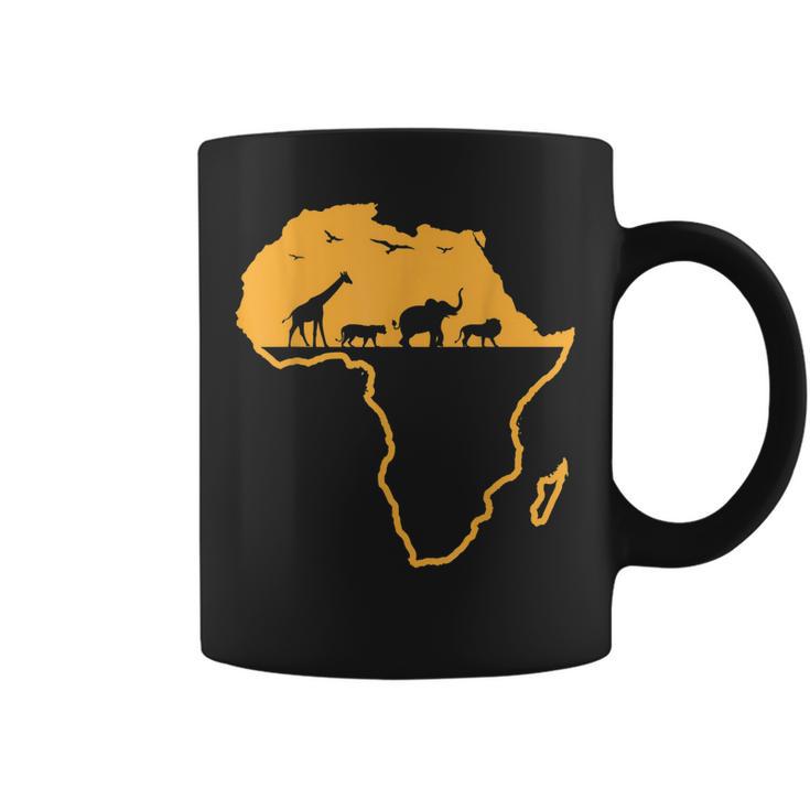 African Safari African Continent Map Wild Animals Lover Gift Coffee Mug ...