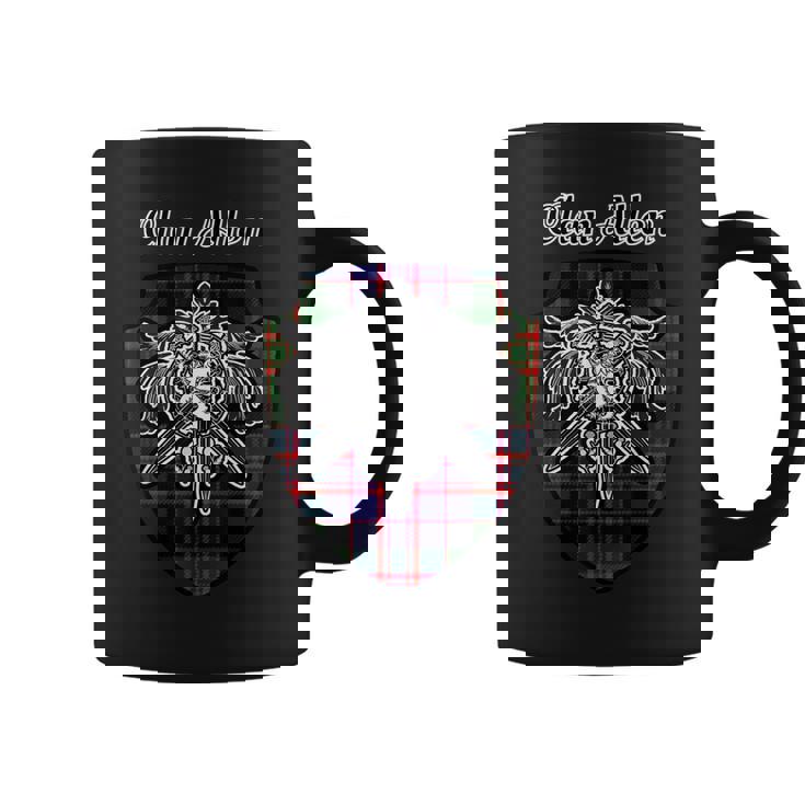 Allen Scottish Clan Family Tartan Lion Sword Name Crest Coffee Mug ...