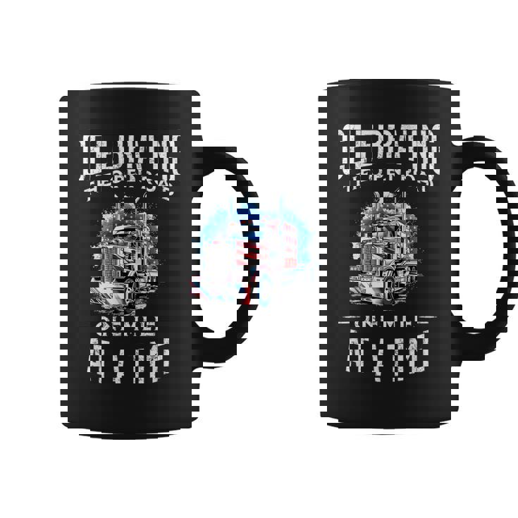 Celebrate The Open Road As A Trucker - Us Trucking - Us Flag Coffee Mug ...