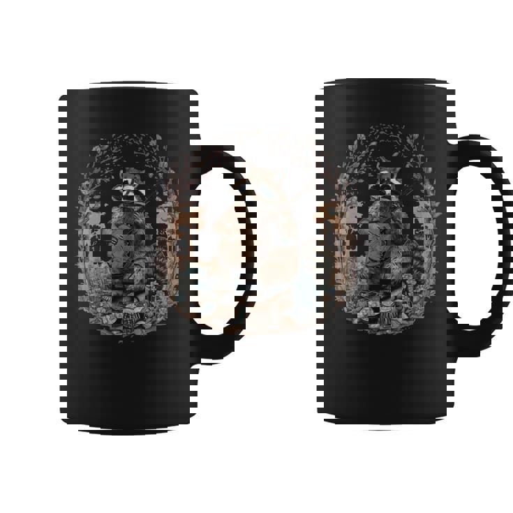 Cottagecore Aesthetic Raccoon Playing Banjo Vintage Racoon Coffee Mug ...