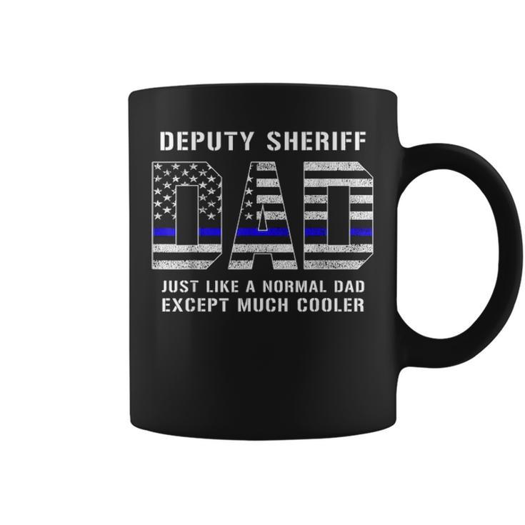 Deputy Sheriff Dad Much Cooler Fathers Day Thin Blue Line V2 Coffee Mug ...