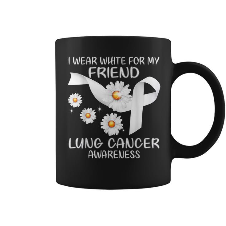 I Wear White For My Friend Lung Cancer Awareness Daisy Coffee Mug ...