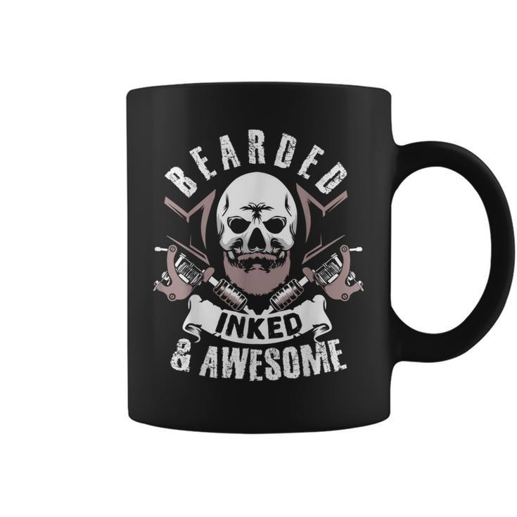 Mens Bearded Inked Awesome Funny Beard Retro Vintage Coffee Mug | Seseable