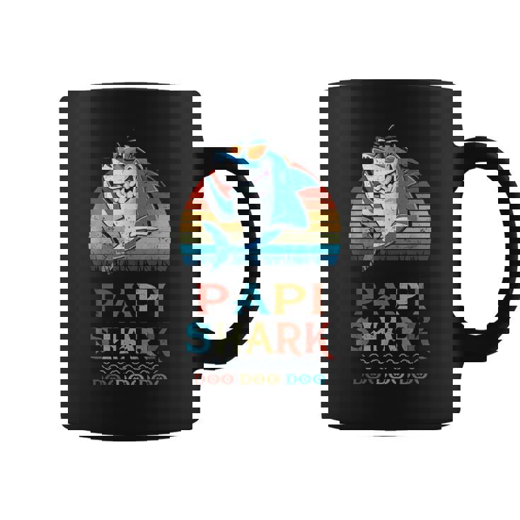 Papi Shark Fathers Day Gift From Wife Son Daughter V2 Coffee Mug | Seseable