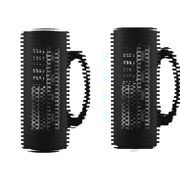 Thin Blue Line Fathers Day Shirt American Flag Papa Tee Coffee Mug | Mazezy