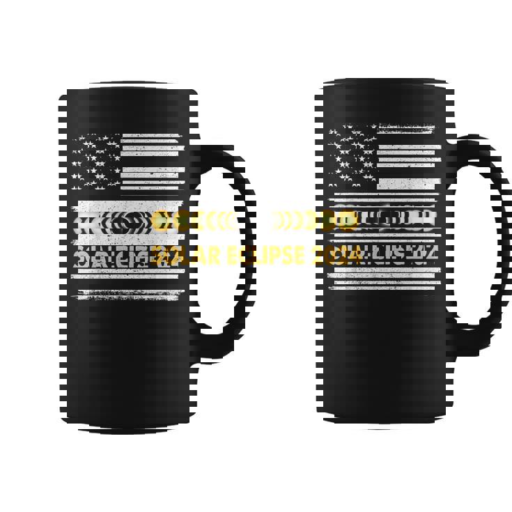 Total Solar Eclipse 2024 Totality Phases Us American Flag Coffee Mug ...