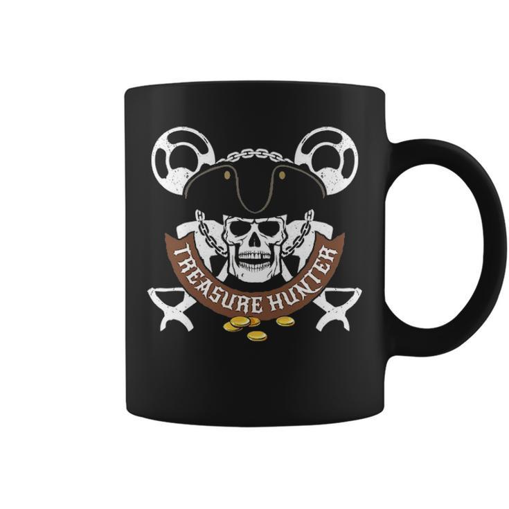 Treasure Hunter Pirate Metal Detector Gold Coin Chest Coffee Mug | Seseable
