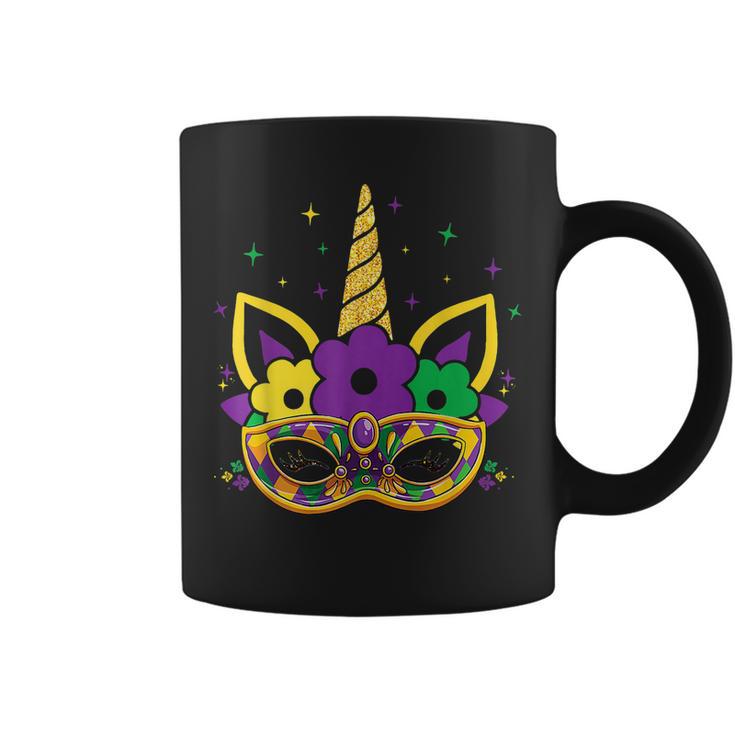 Unicorn Face Jester Mask Funny Mardi Gras Carnival Girls V2 Coffee Mug ...