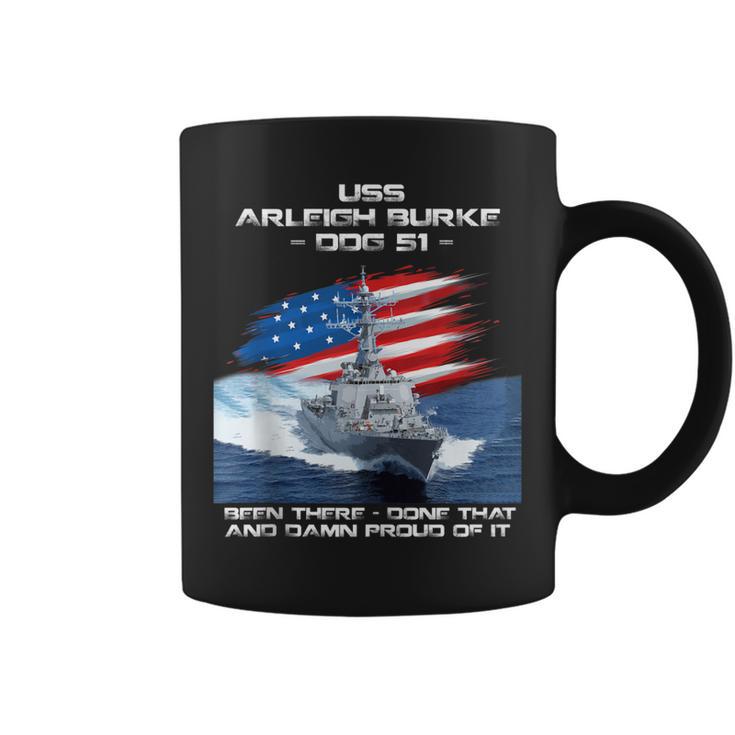 Uss Arleigh Burke Ddg-51 Destroyer Ship Usa Flag Veteran Day Coffee Mug ...