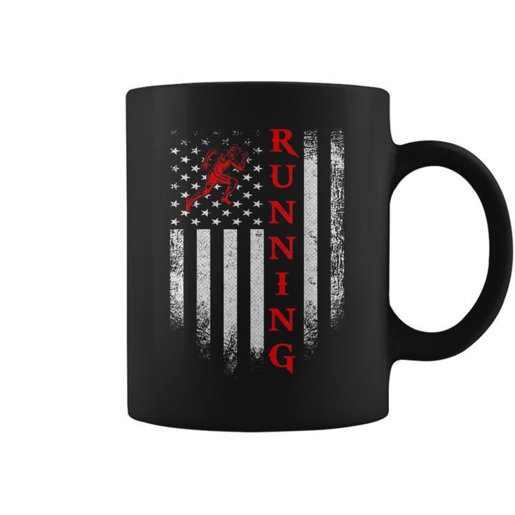 Vintage Usa Running American Flag Funny Patriotic Runner Coffee Mug ...