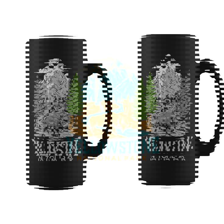 Yellowstone Us National Park Wolf Bison Bear Vintage Gift Coffee Mug ...