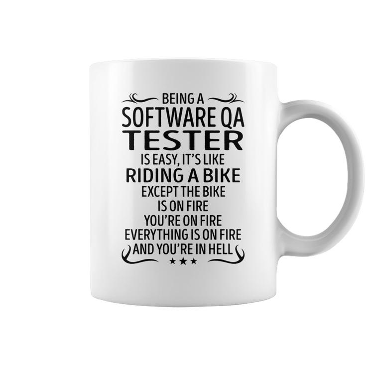 Being A Software Qa Tester Like Riding A Bike Coffee Mug | Seseable