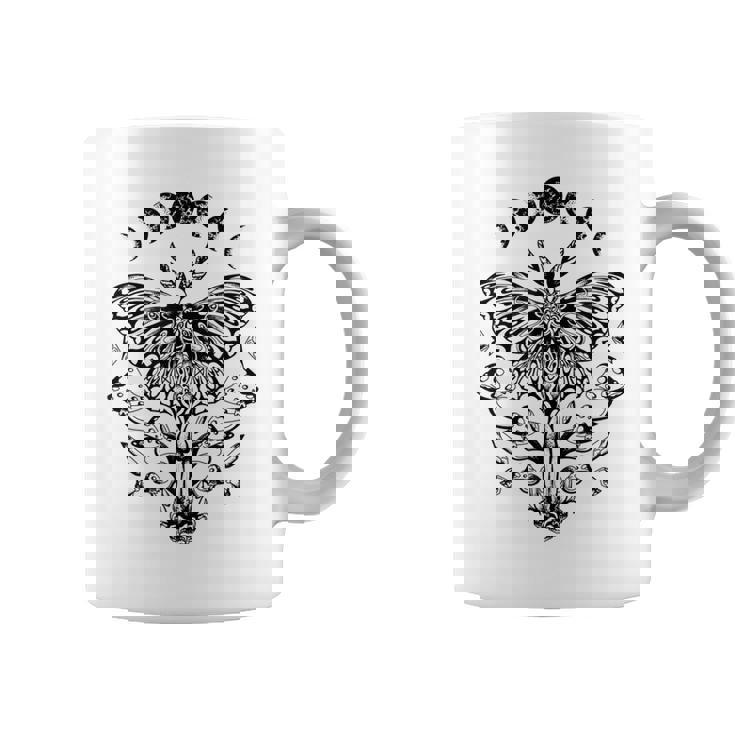 Moon Phases Luna Moth Black Craft Coffee Mug | Mazezy