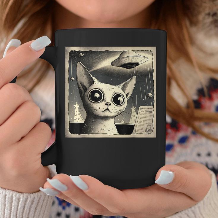 Alien Ufo Funny Cat Selfie Coffee Mug | Mazezy