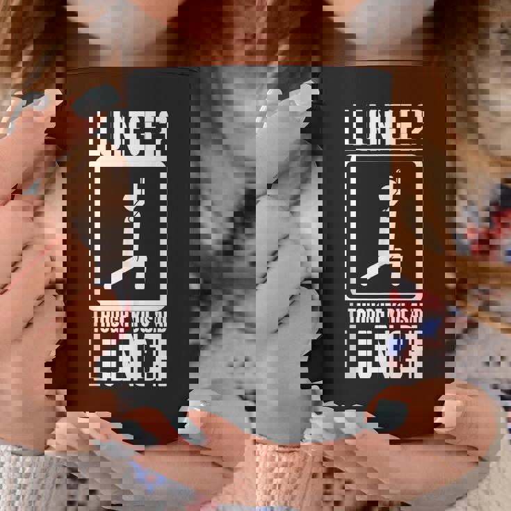 Funny Gym Workout Top Lunge Lunch Stick Figure Coffee Mug | Mazezy