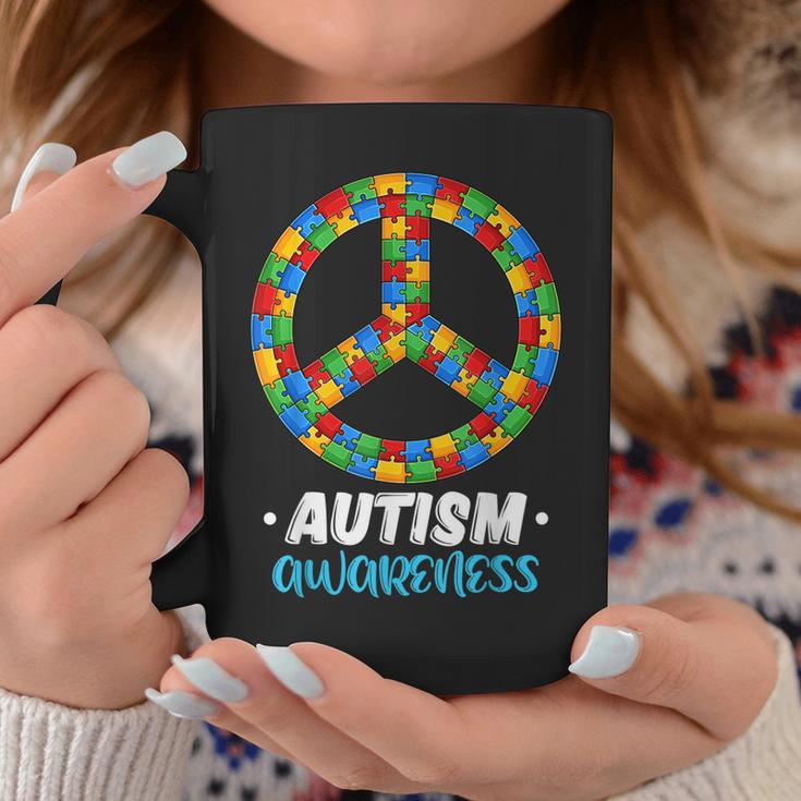Peace Symbol Autism Support Autism Awareness Month Coffee Mug | Mazezy