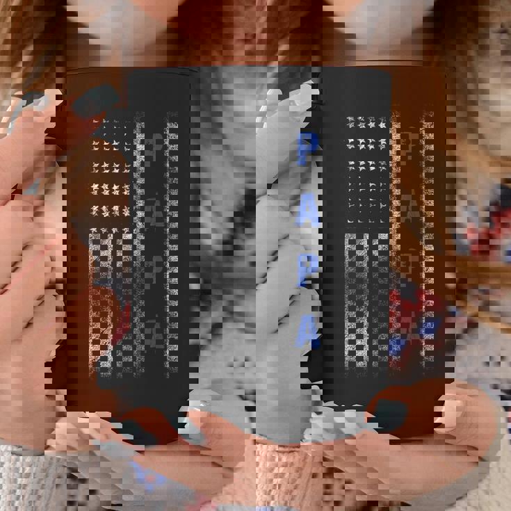 Thin Blue Line Fathers Day Shirt American Flag Papa Tee Coffee Mug | Mazezy