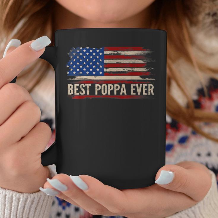Vintage Best Poppa Ever American Flag Fathers Day Gift Coffee Mug | Mazezy