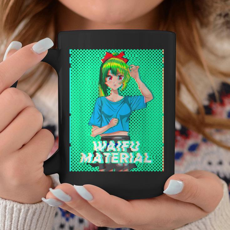 Waifu Material Japanese Text Aesthetic Vaporwave Anime Gift Coffee Mug ...