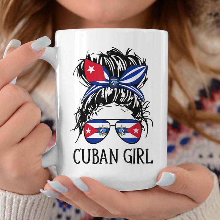 Cuban Girl Messy Hair Cuba Flag Coat Of Arms Coffee Mug | Mazezy