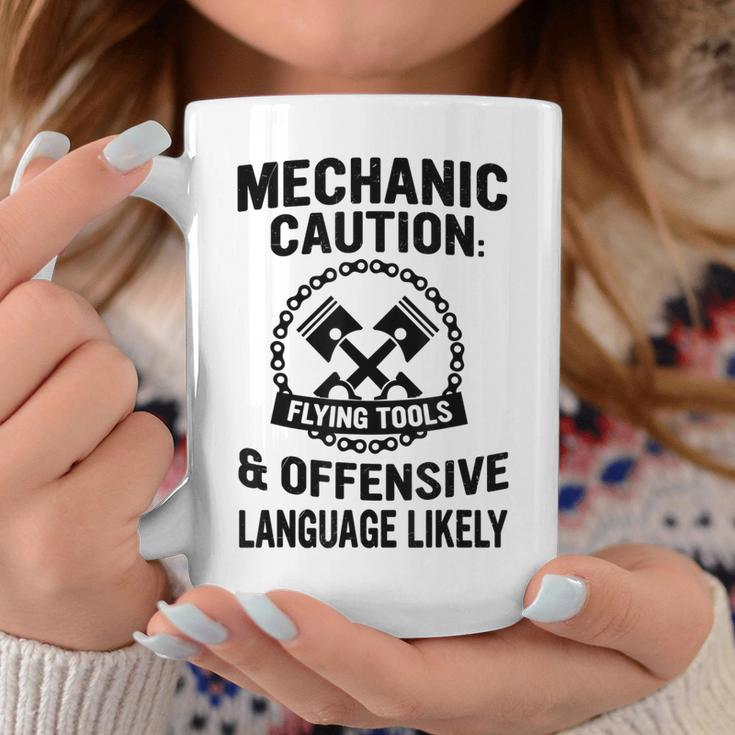 Funny Mechanic Mechanic Caution Flying Tools Men Women Coffee Mug | Mazezy